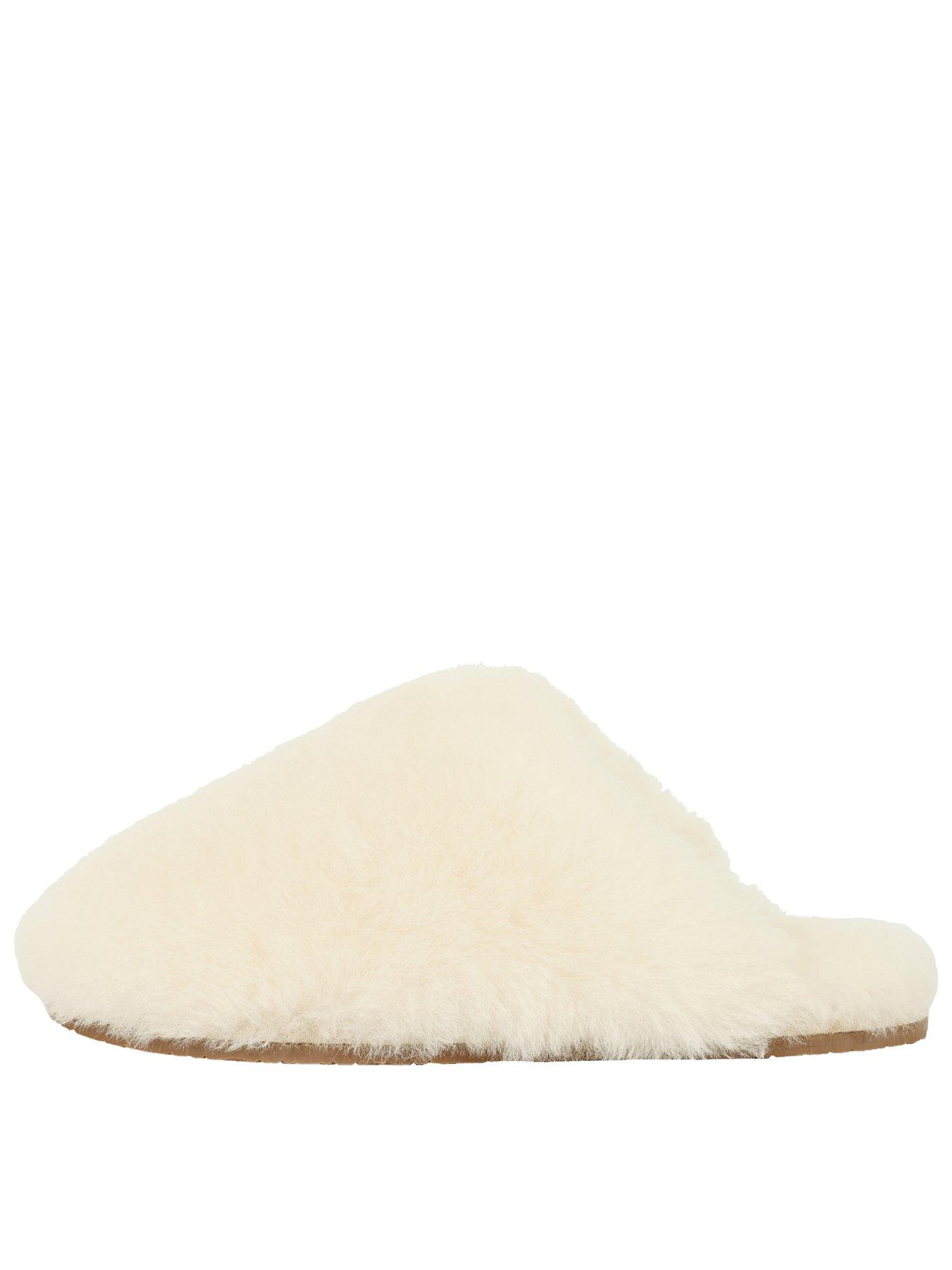 Loungeable Boxed Real Sheepskin Fluffy Mule Slippers - Beige | Very