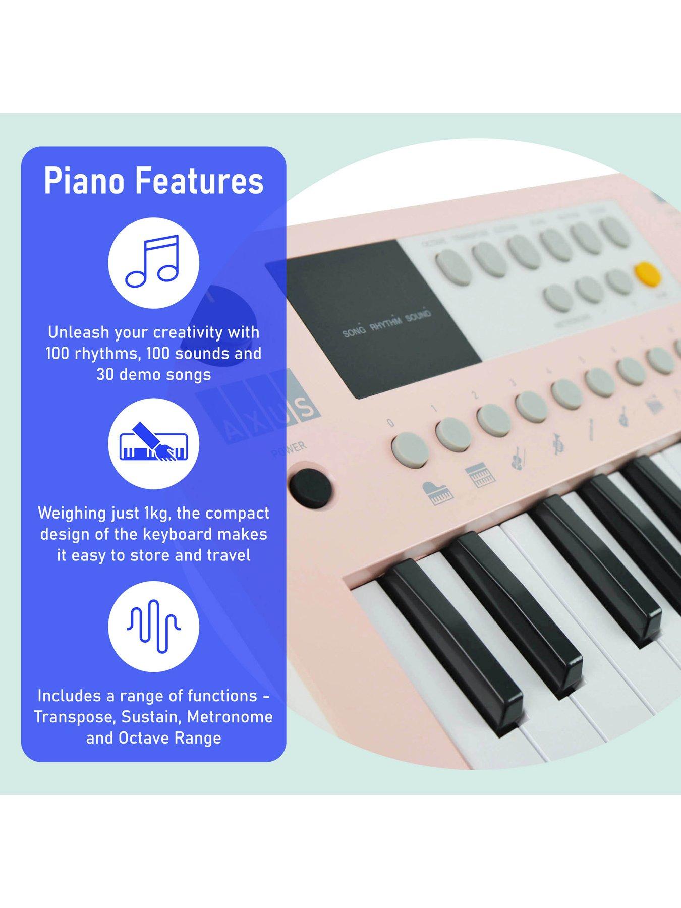 Axus 37-Note Mini Keyboard for Beginners - Pink | Very