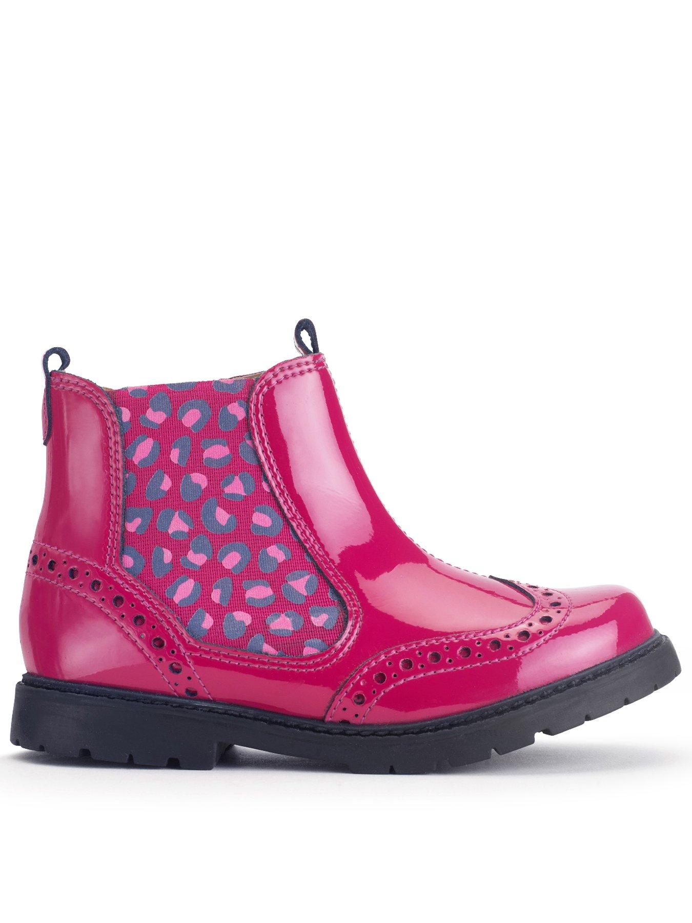 Start-rite Chelsea Kids Cherry Red Patent And Leopard Chelsea Boot | Very