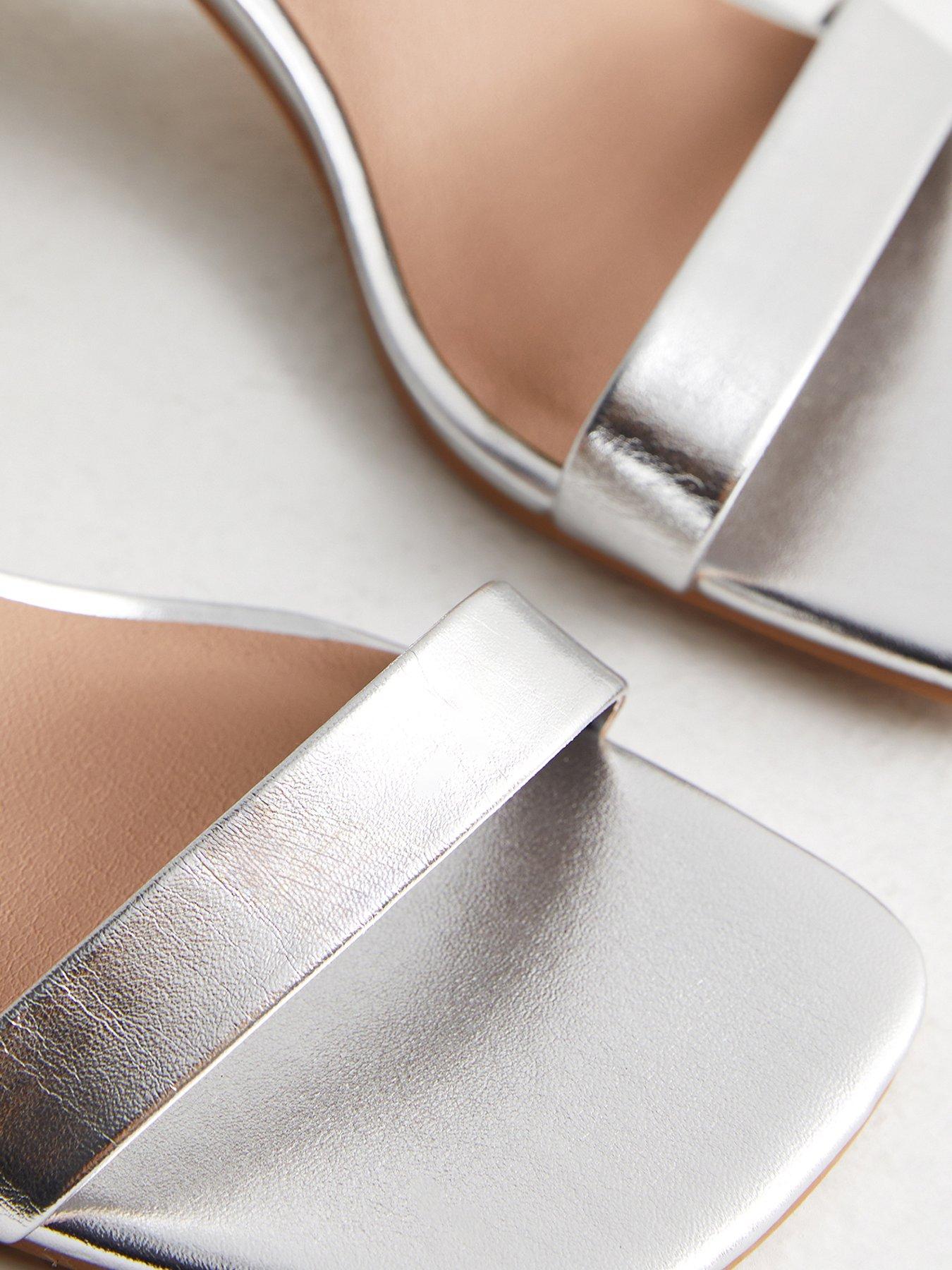 New Look Silver Patent Block Heel Sandals | Very