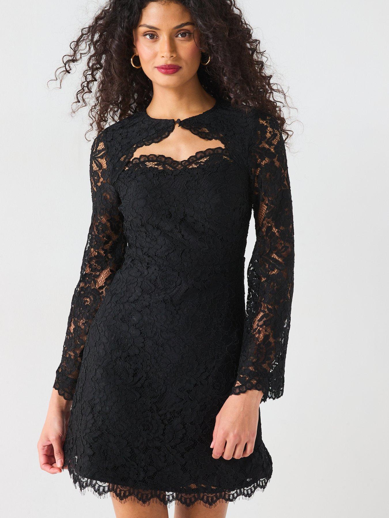 V by Very Cut Out Lace Skater - Black | Very