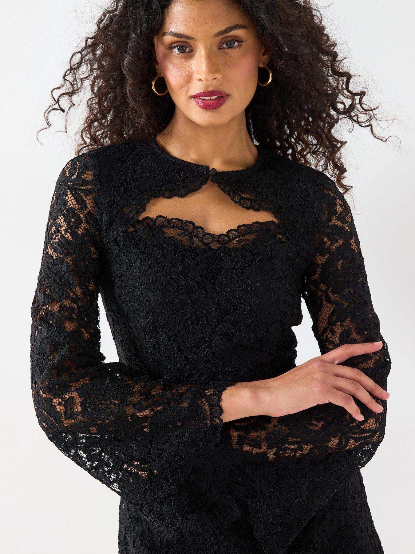 V by Very Cut Out Lace Skater - Black | Very