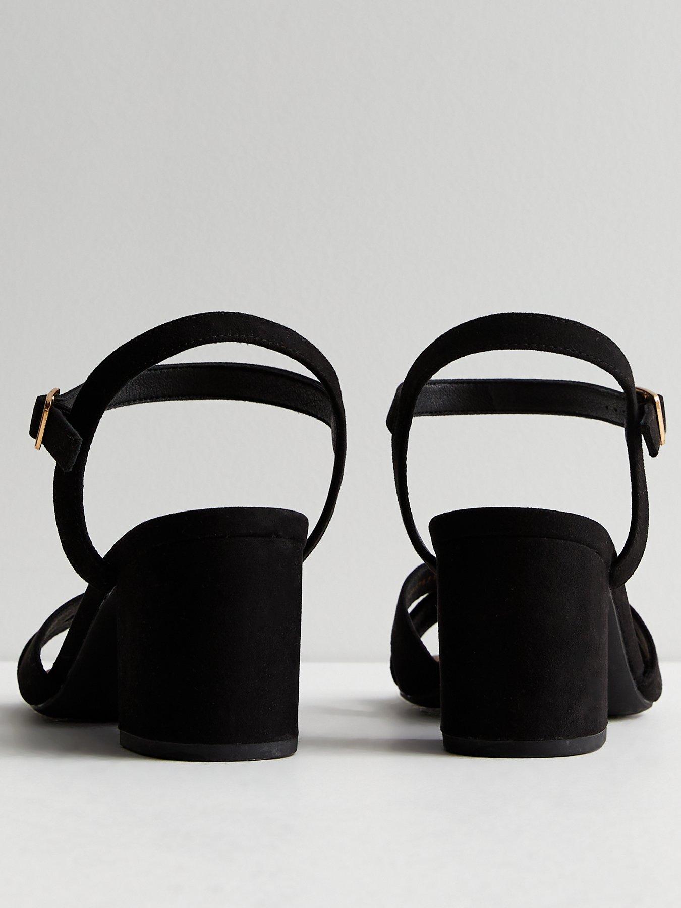 New Look Wide Fit Black Suedette 2 Part Block Heel Sandals | Very