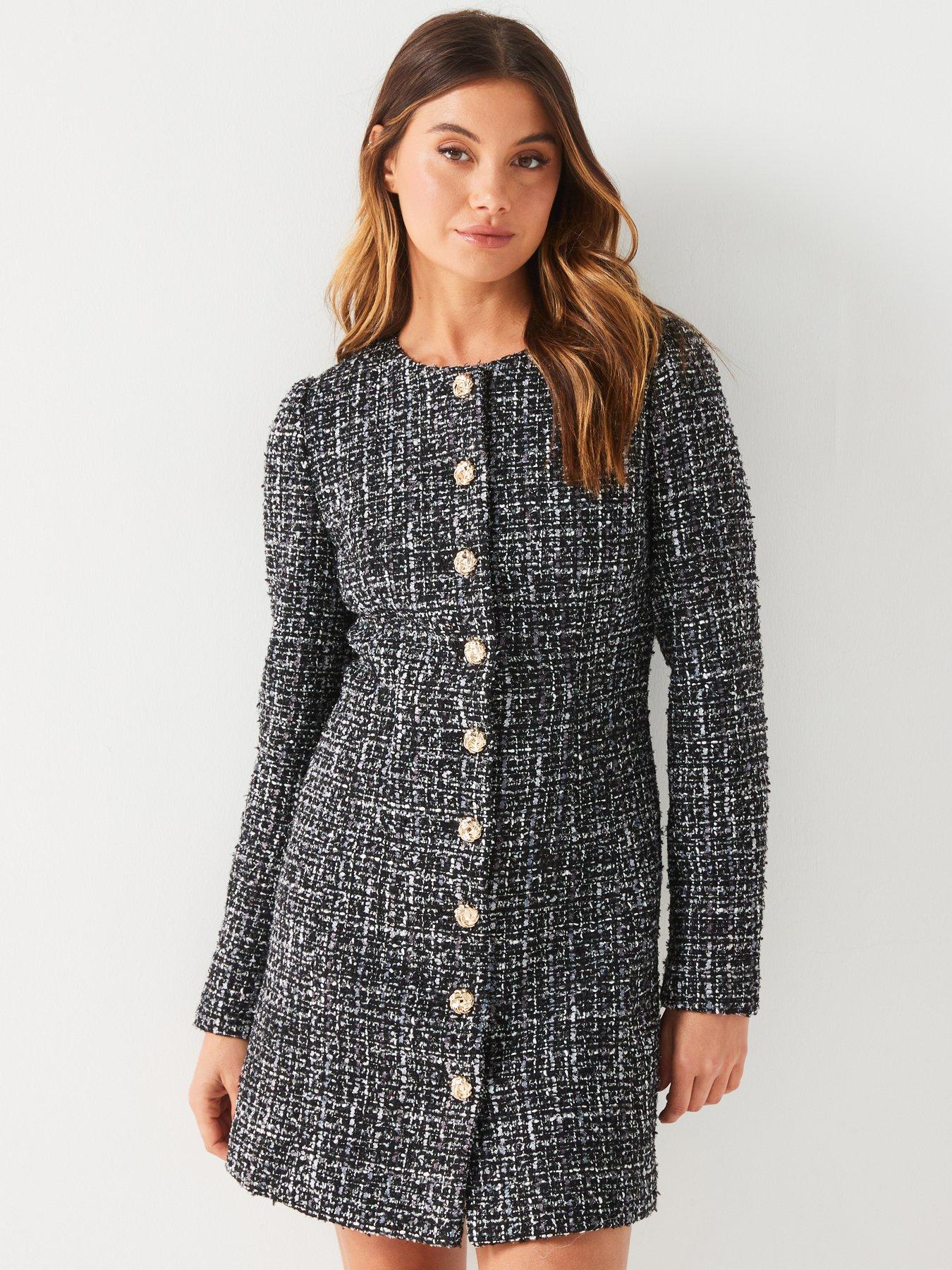 V by Very Boucle Button Through Mini Dress - Multi | Very