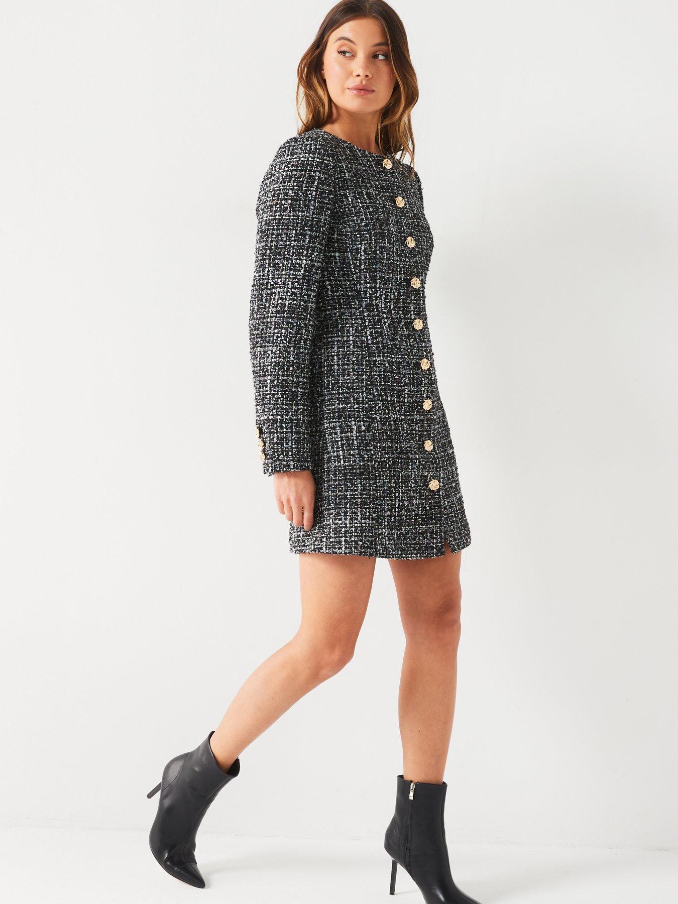 V by Very Boucle Button Through Mini Dress - Multi | Very