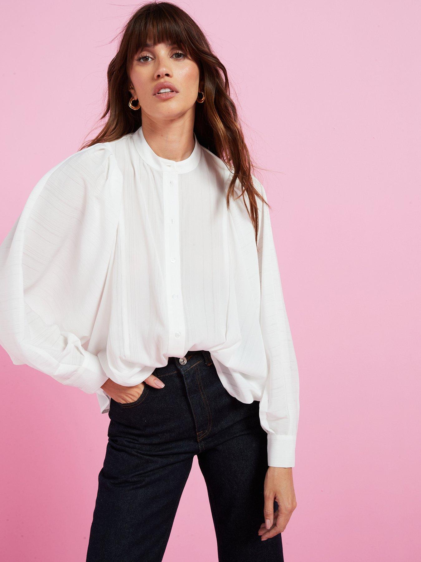 V by Very Blouson Sleeve Textured Shirt - White | Very