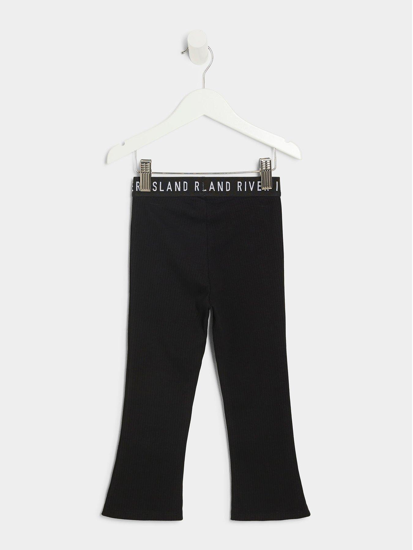 River Island Mini Mini Girls Ri Ribbed Flared Leggings - Black | Very