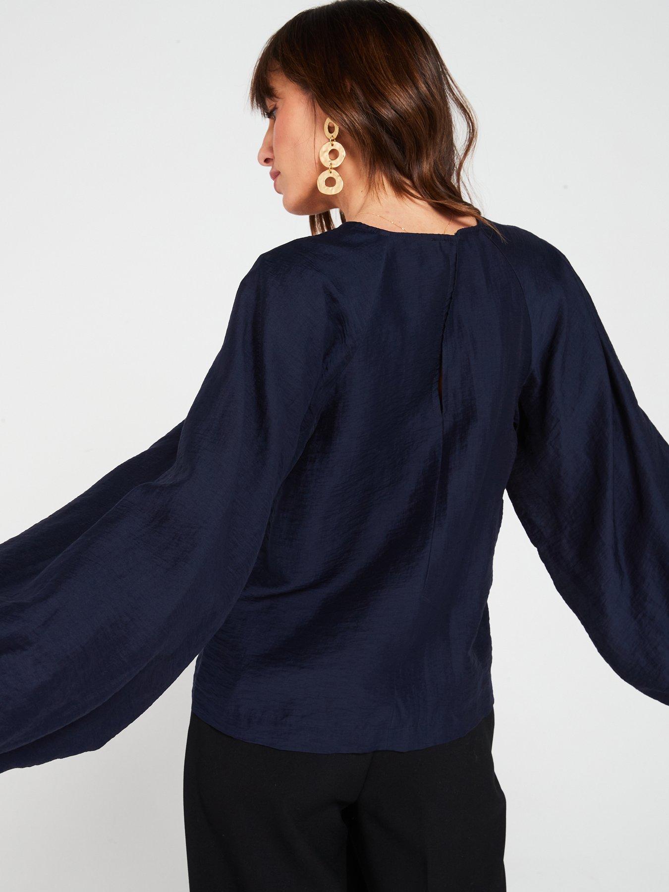 V by Very Puff Sleeve Shell Blouse - Blue | Very