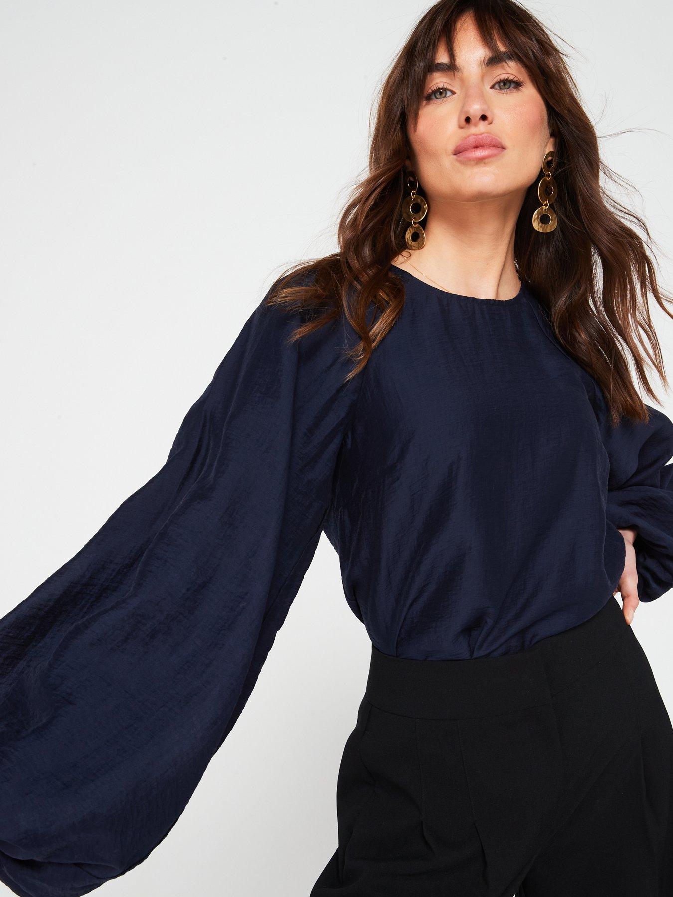 V by Very Puff Sleeve Shell Blouse - Blue | Very
