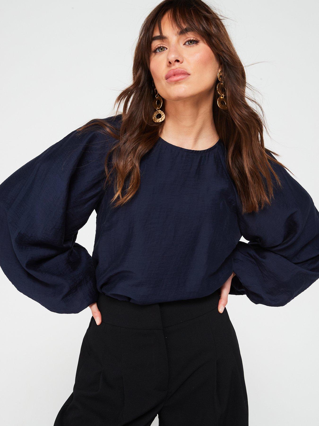 V by Very Puff Sleeve Shell Blouse - Blue | Very
