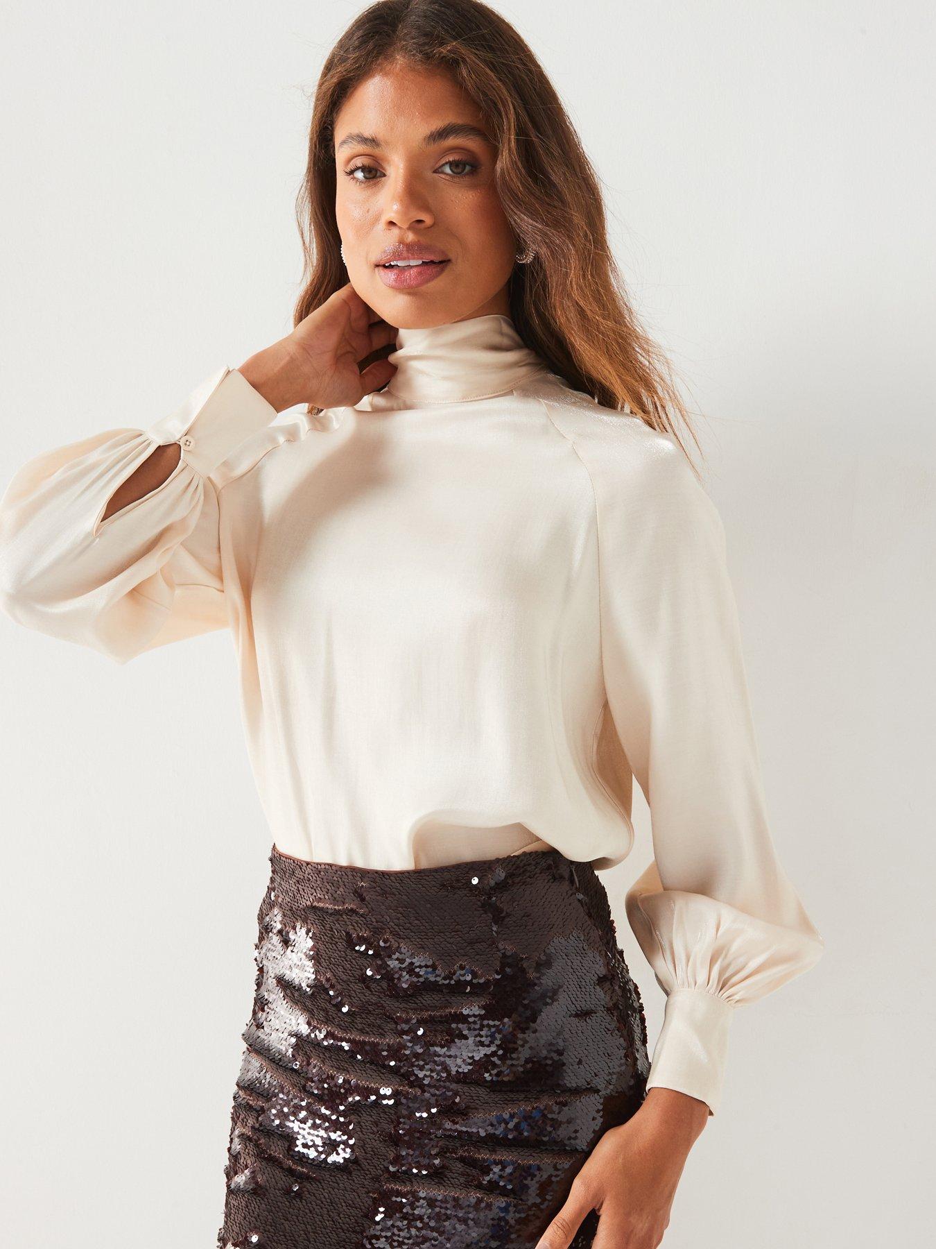 V by Very Lame High Neck Blouse - Cream | Very