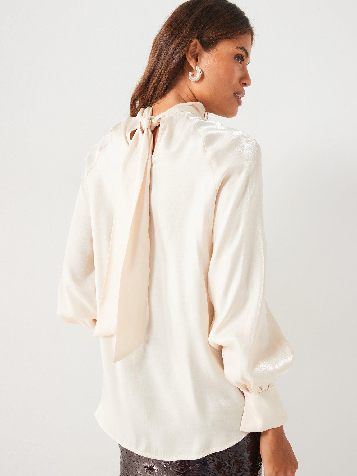 V by Very Lame High Neck Blouse - Cream | Very