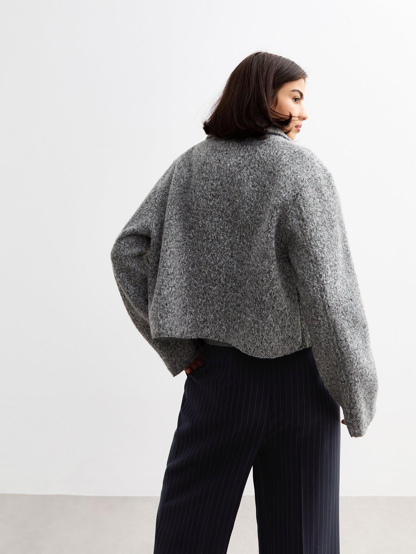 New Look Textured Zip Up Short Jacket - Grey | Very