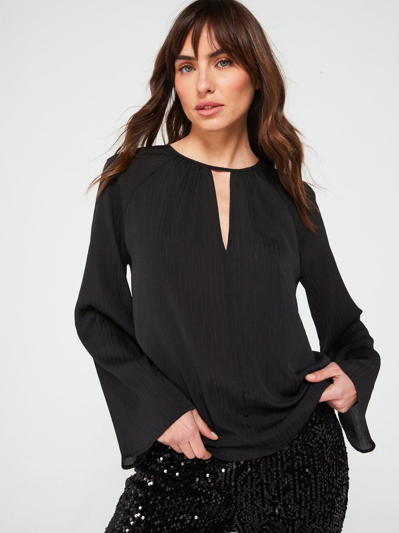 V by Very Cut Out Detail Blouse - Black | Very
