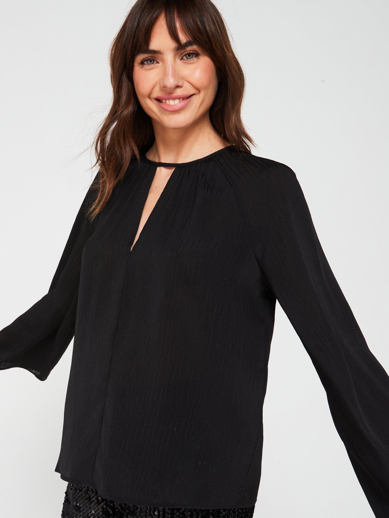 V by Very Cut Out Detail Blouse - Black | Very