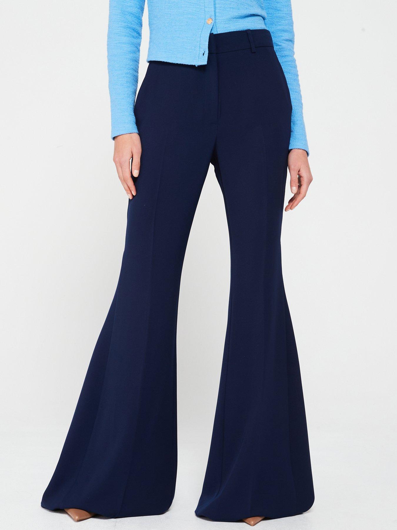 V by Very Premium Extra Long Kick Flare Suit Trouser - Navy | Very