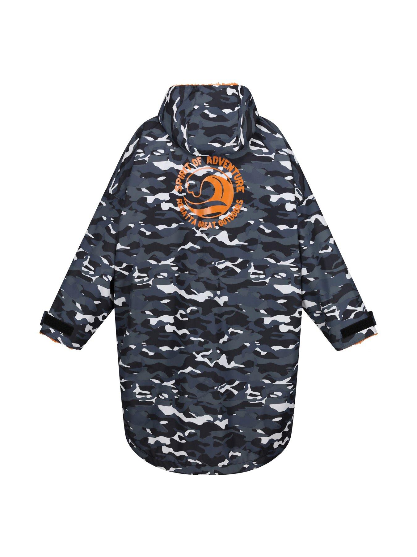 Regatta Junior Changing Robe Waterproof Shell - Black Camo(persimmon ...