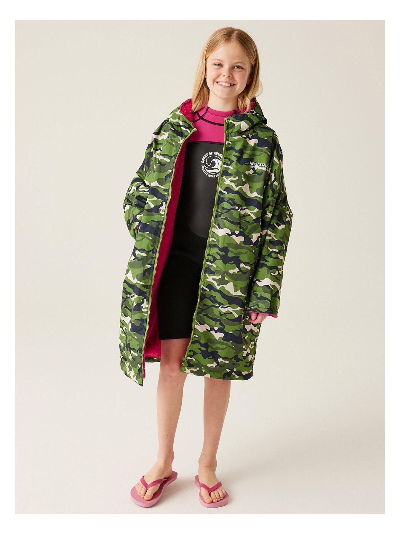 Regatta Kids Junior Changing Robe Waterproof Shell - Camo/pink | Very