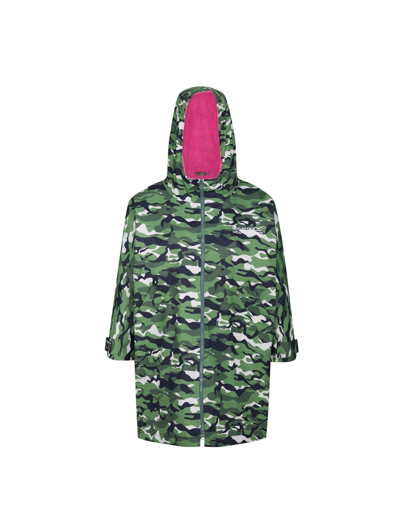Regatta Kids Junior Changing Robe Waterproof Shell - Camo/pink | Very