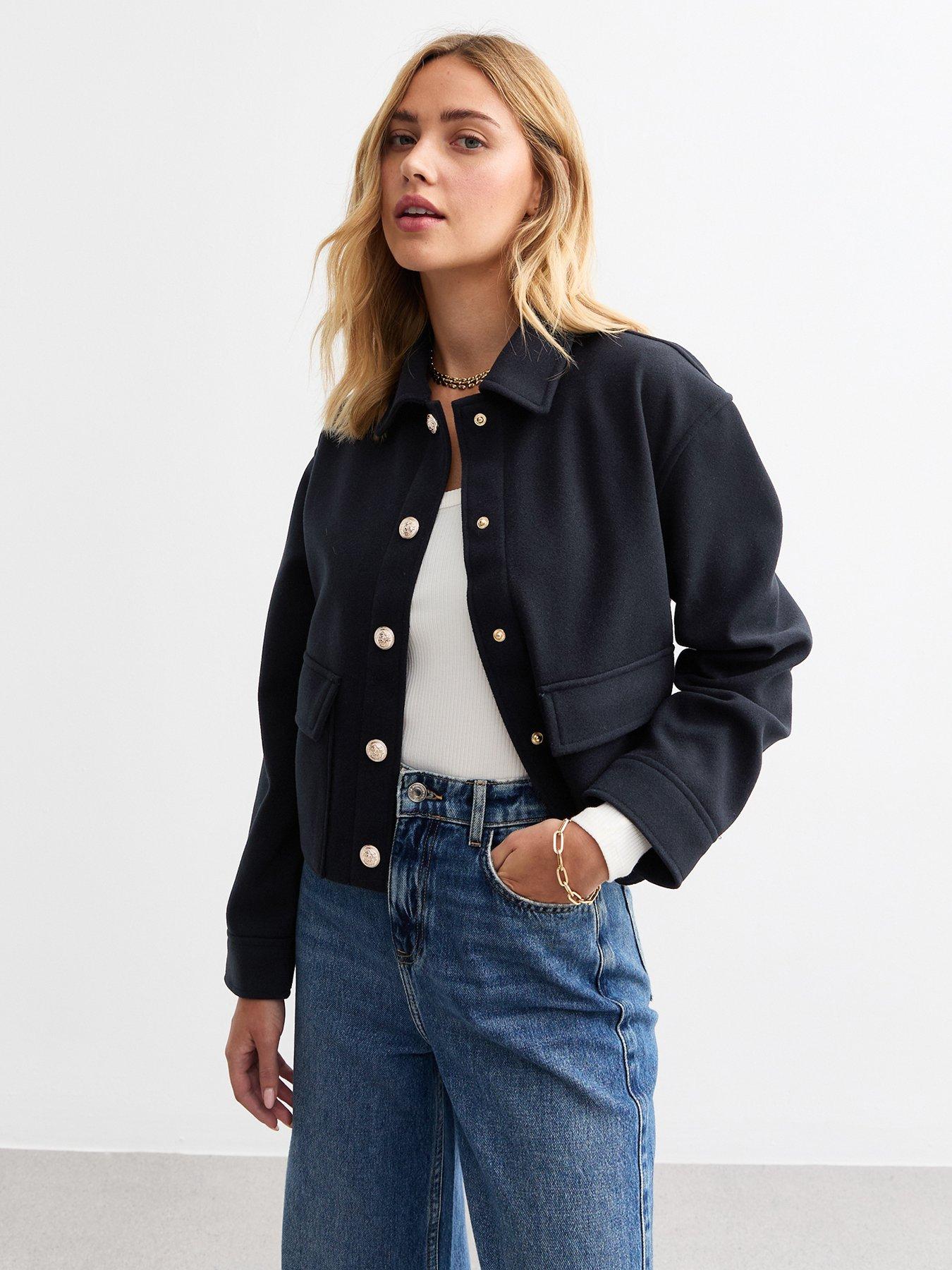 New Look Textured Crop Shacket - Navy | Very