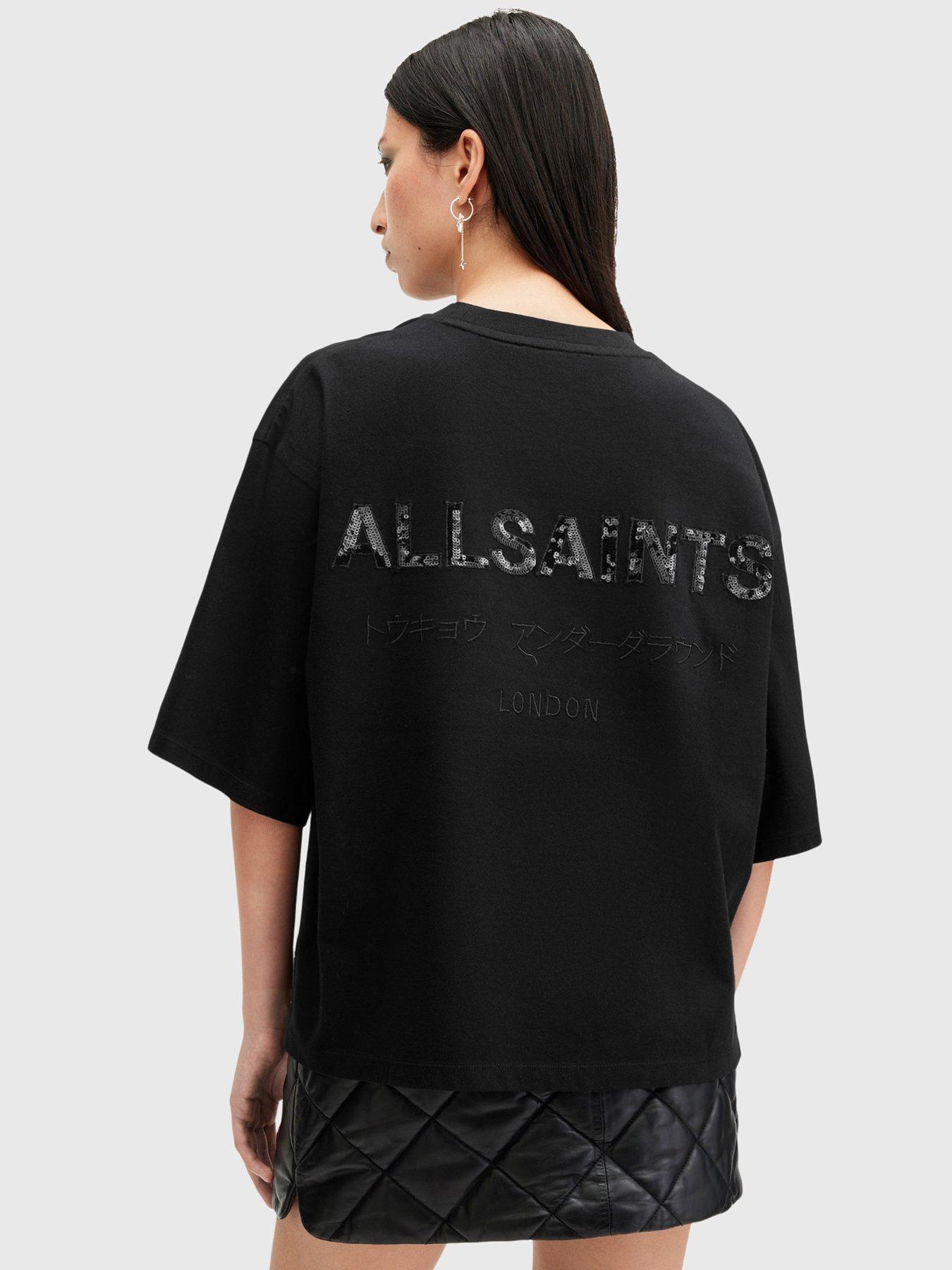 AllSaints Amelie Embroidered Underground Tee - Black | Very