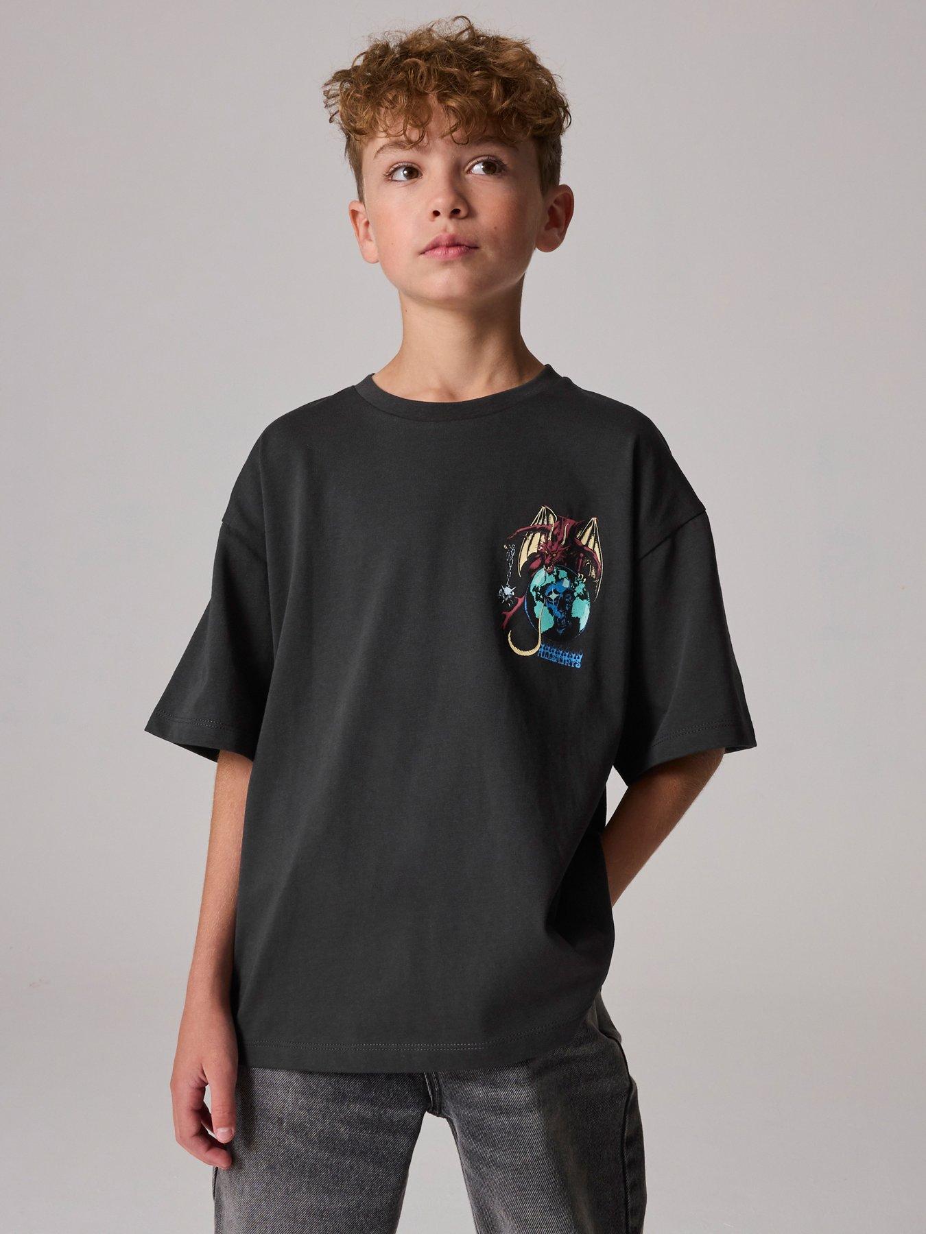 All Saints Boys Dragon Graphic Tee Black