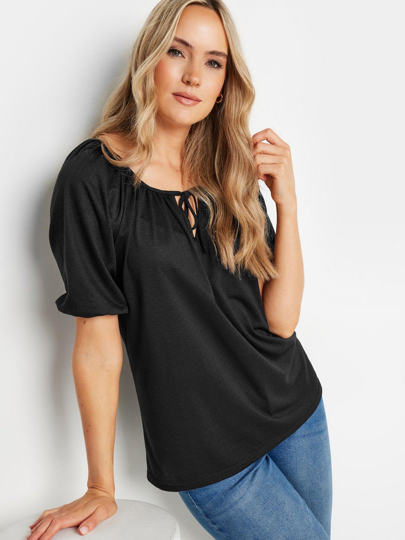Long Tall Sally Tall Keyhole Slub Gypsy Top - Black | Very