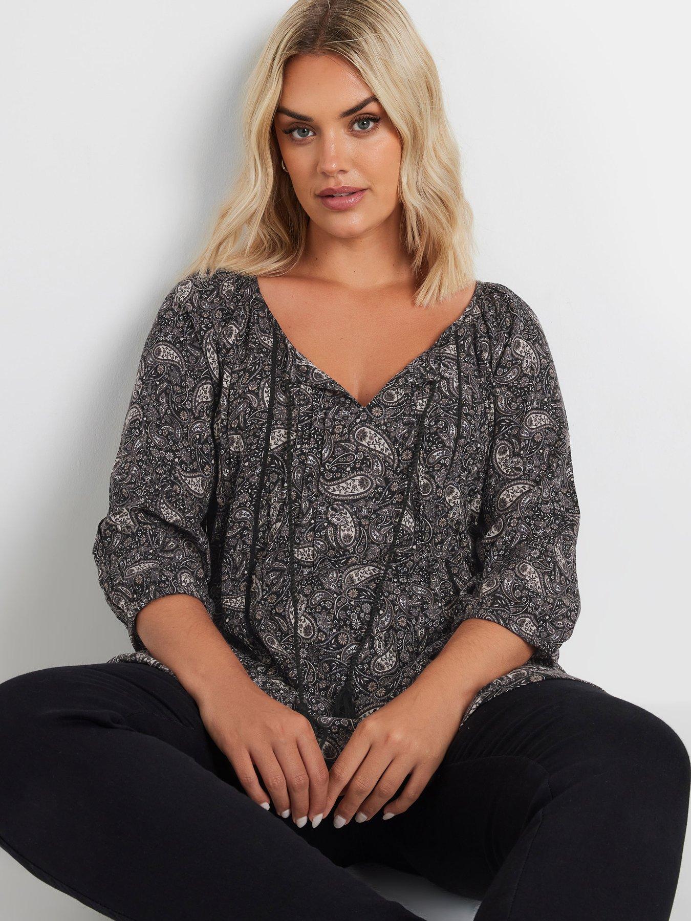 Yours Curve Gypsy Top - Black | Very