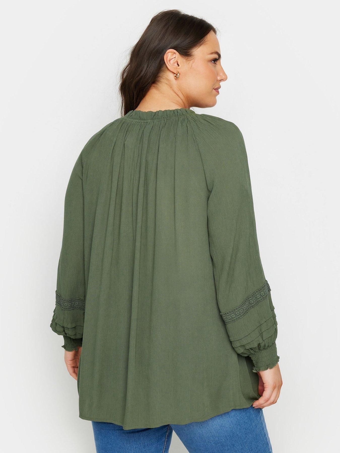 Yours Curve Pleat Front Gypsy Top - Green | Very