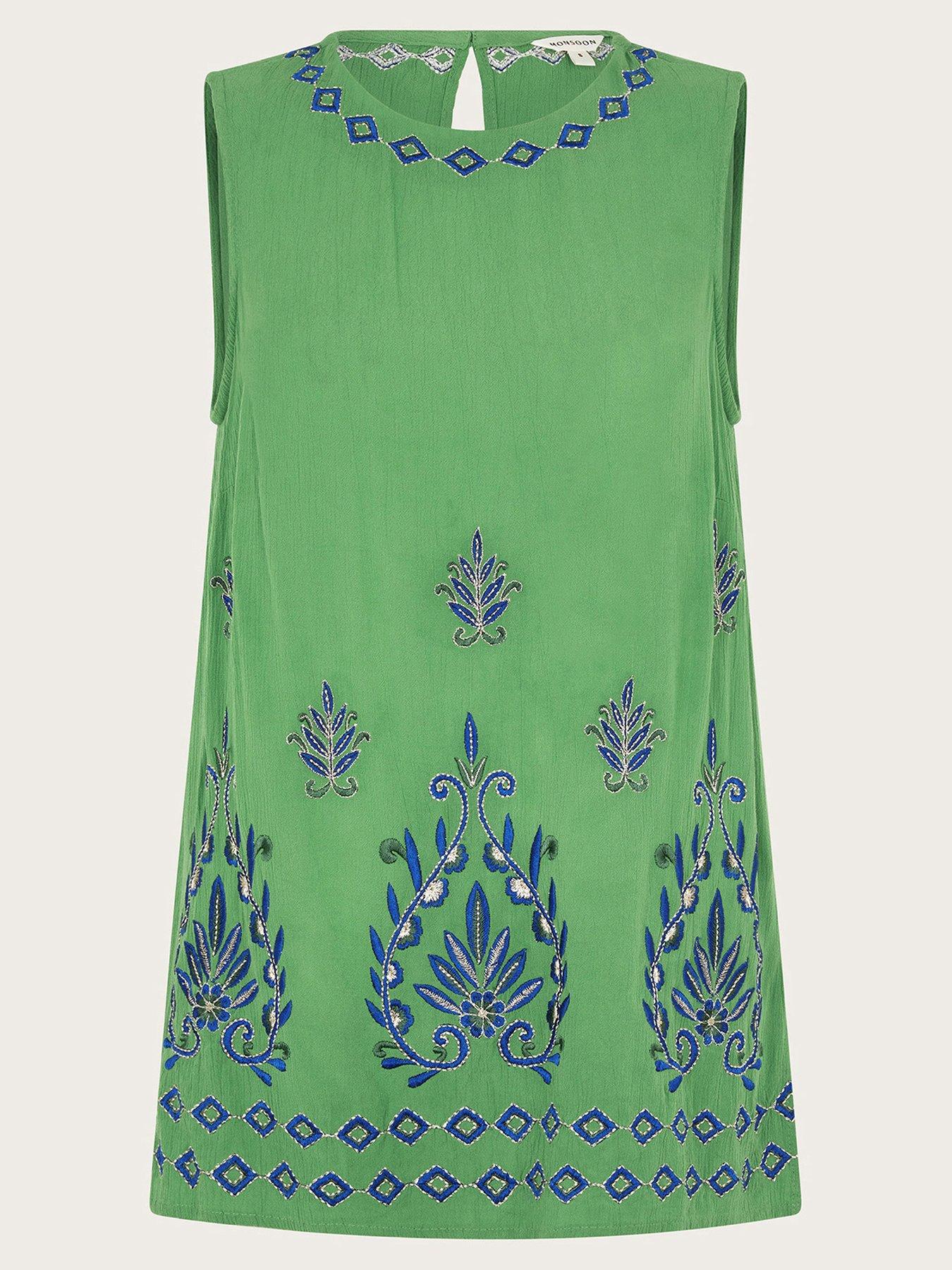 Monsoon Saffron Embroidered Tank Top Green | Very