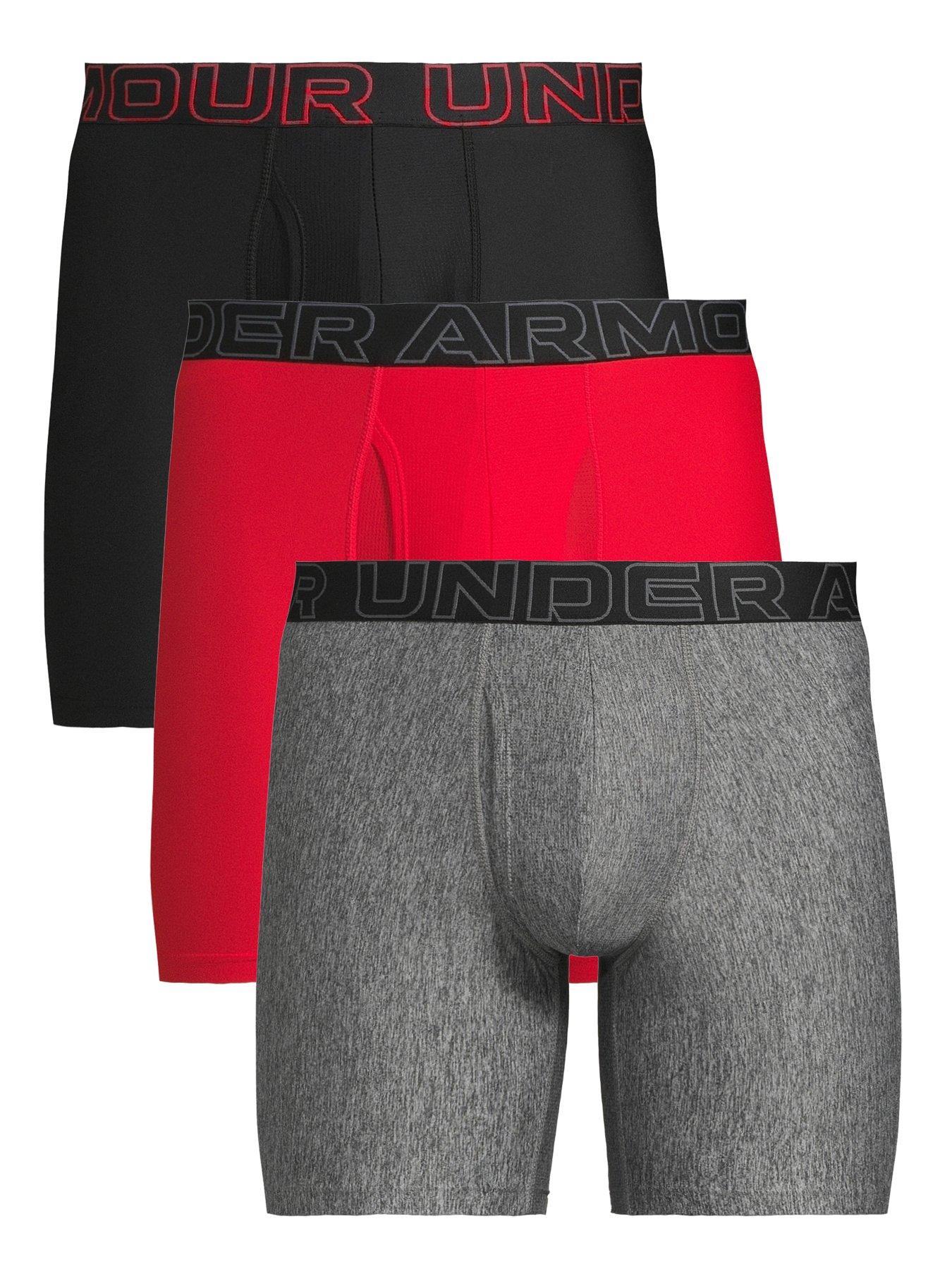 UNDER ARMOUR Performace Tech 6inch 3pack Boxers - Grey/black/red | Very