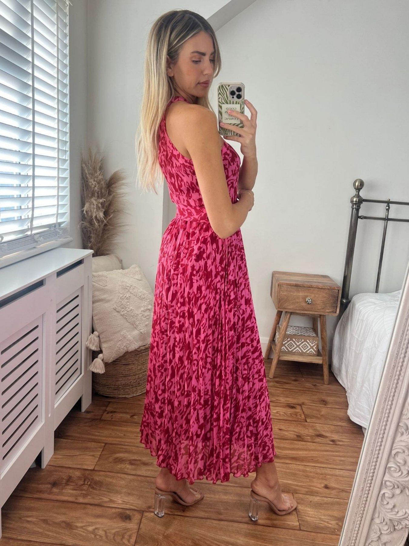 Style Cheat Halter Printed Midi Dress - Pink | Very