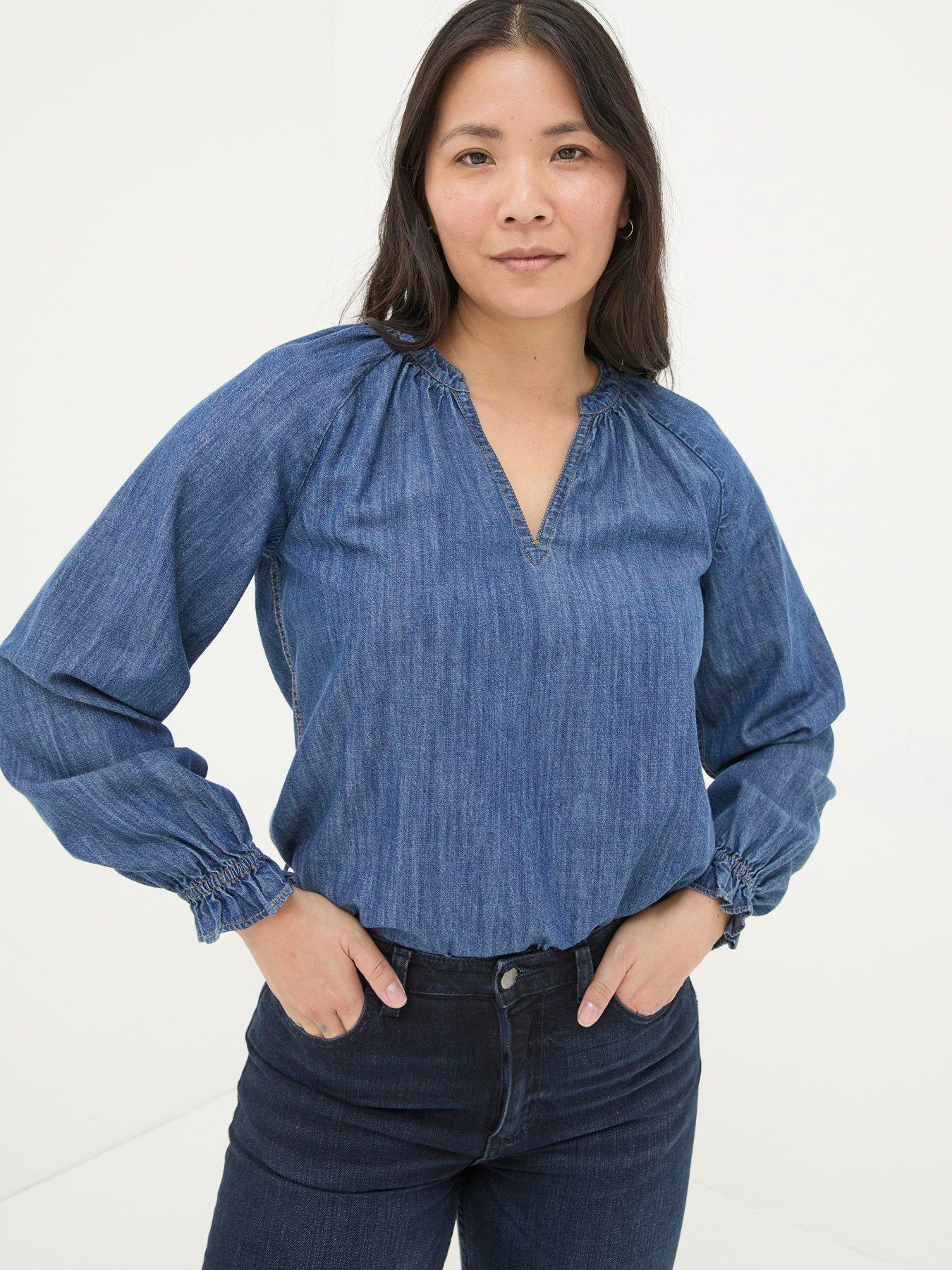 FatFace Pacey Denim Blouse - Blue | Very