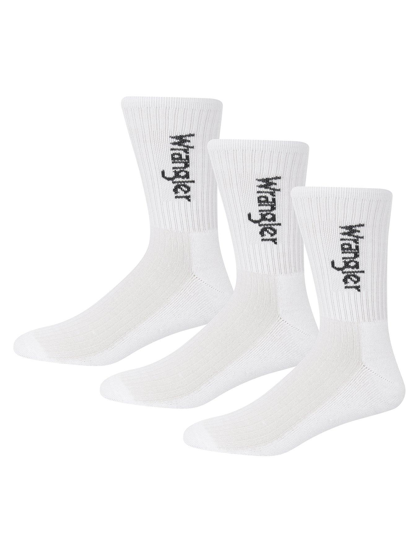 Wrangler 3-Pack Logo Sport Crew Socks - White | Very