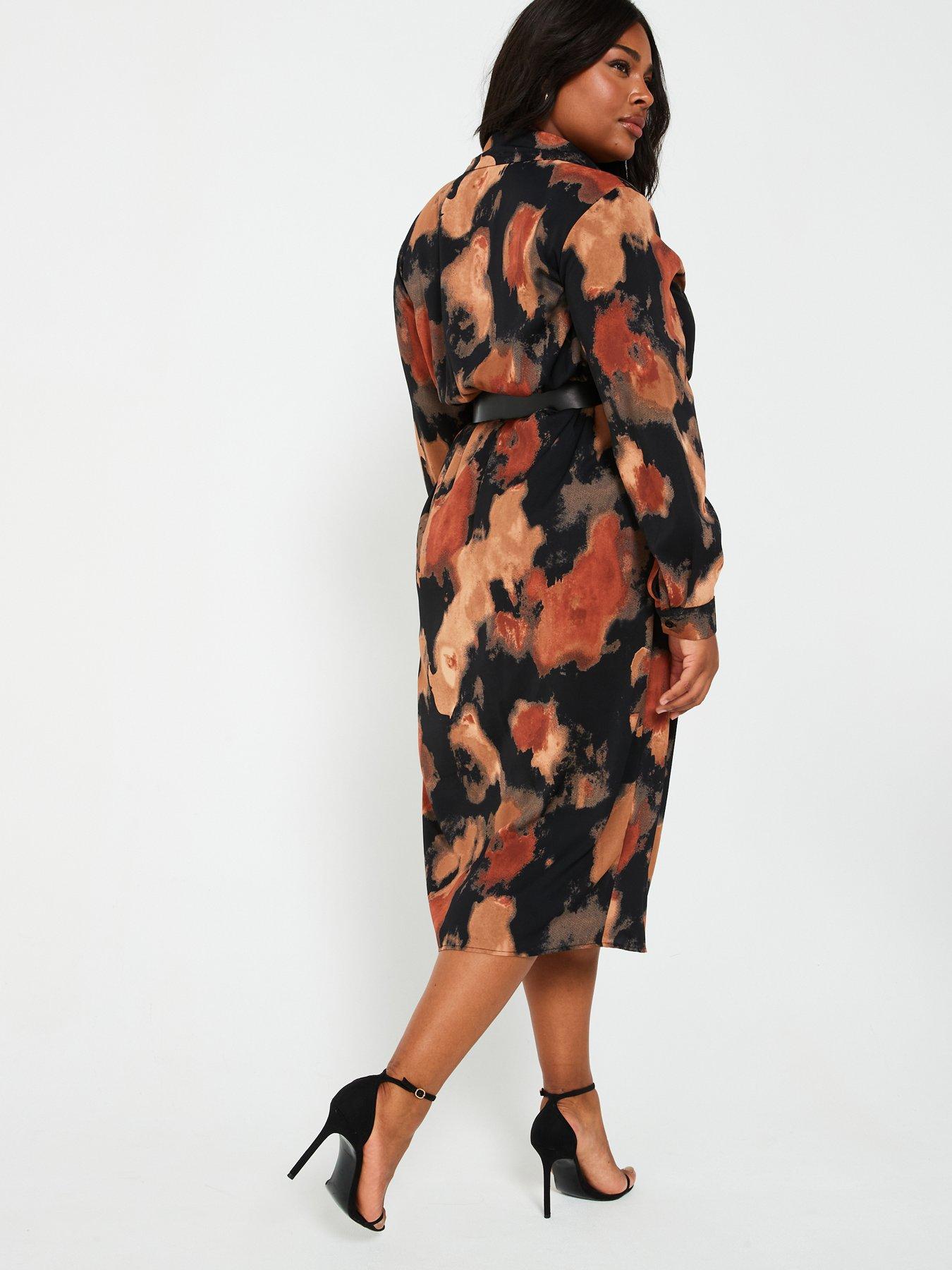AX PARIS CURVE Print Belted Midi Dress - Multi | Very