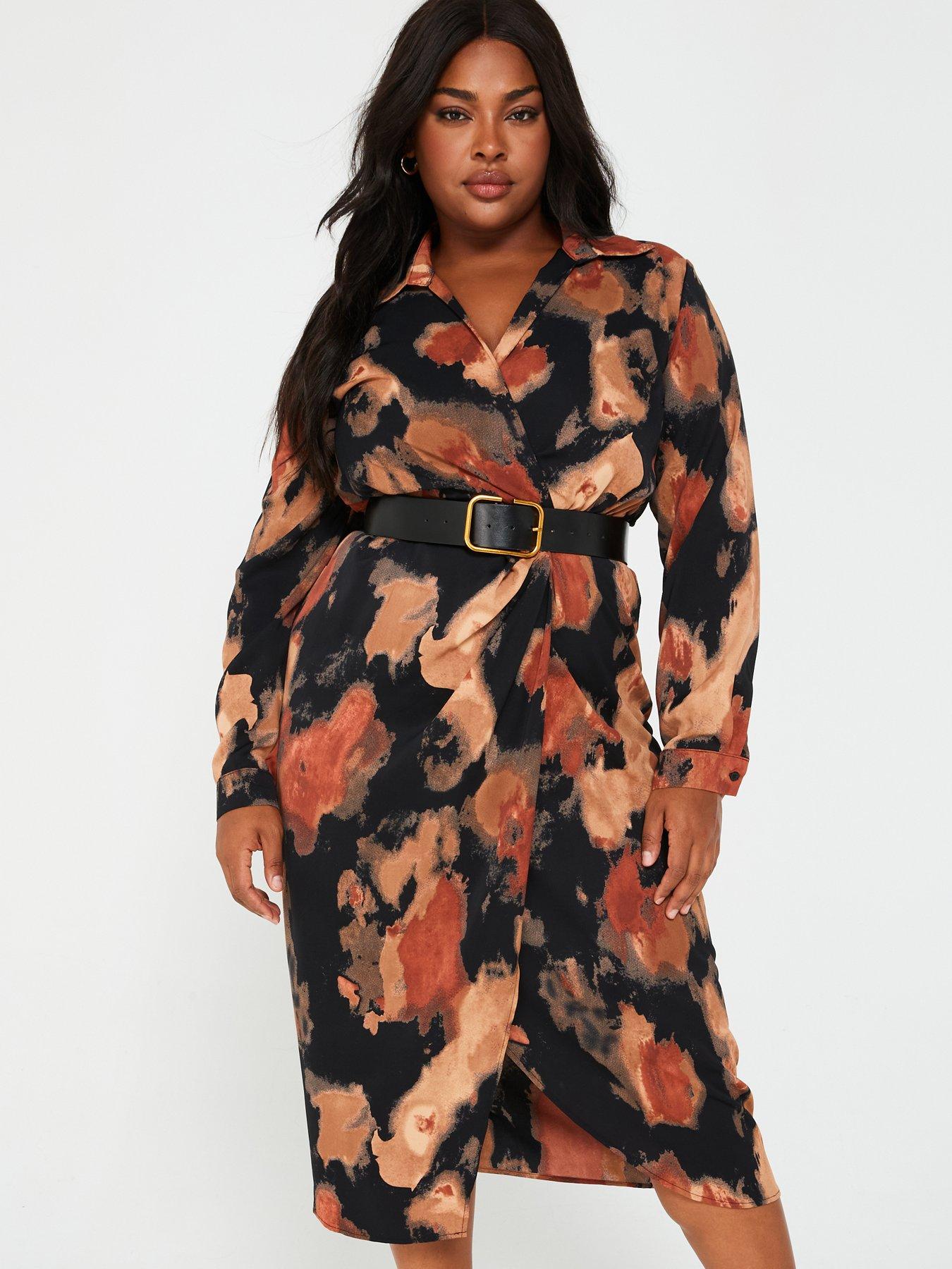 AX PARIS CURVE Print Belted Midi Dress - Multi | Very