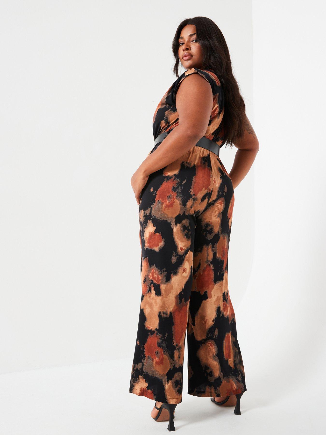 AX PARIS CURVE Print Belted Jumpsuit - Multi | Very