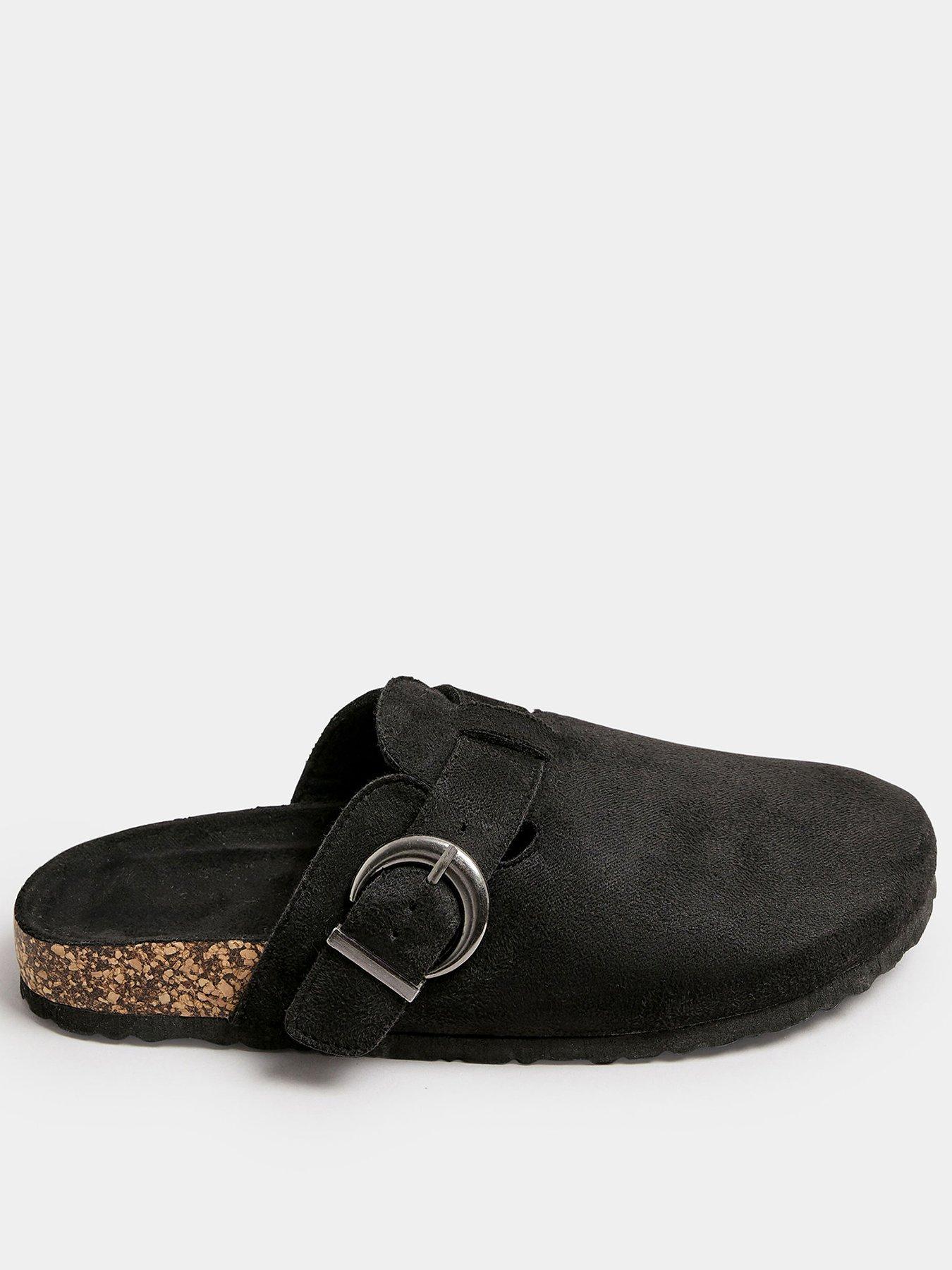 Long Tall Sally Faux Suede Footbed Clogs - Black | Very