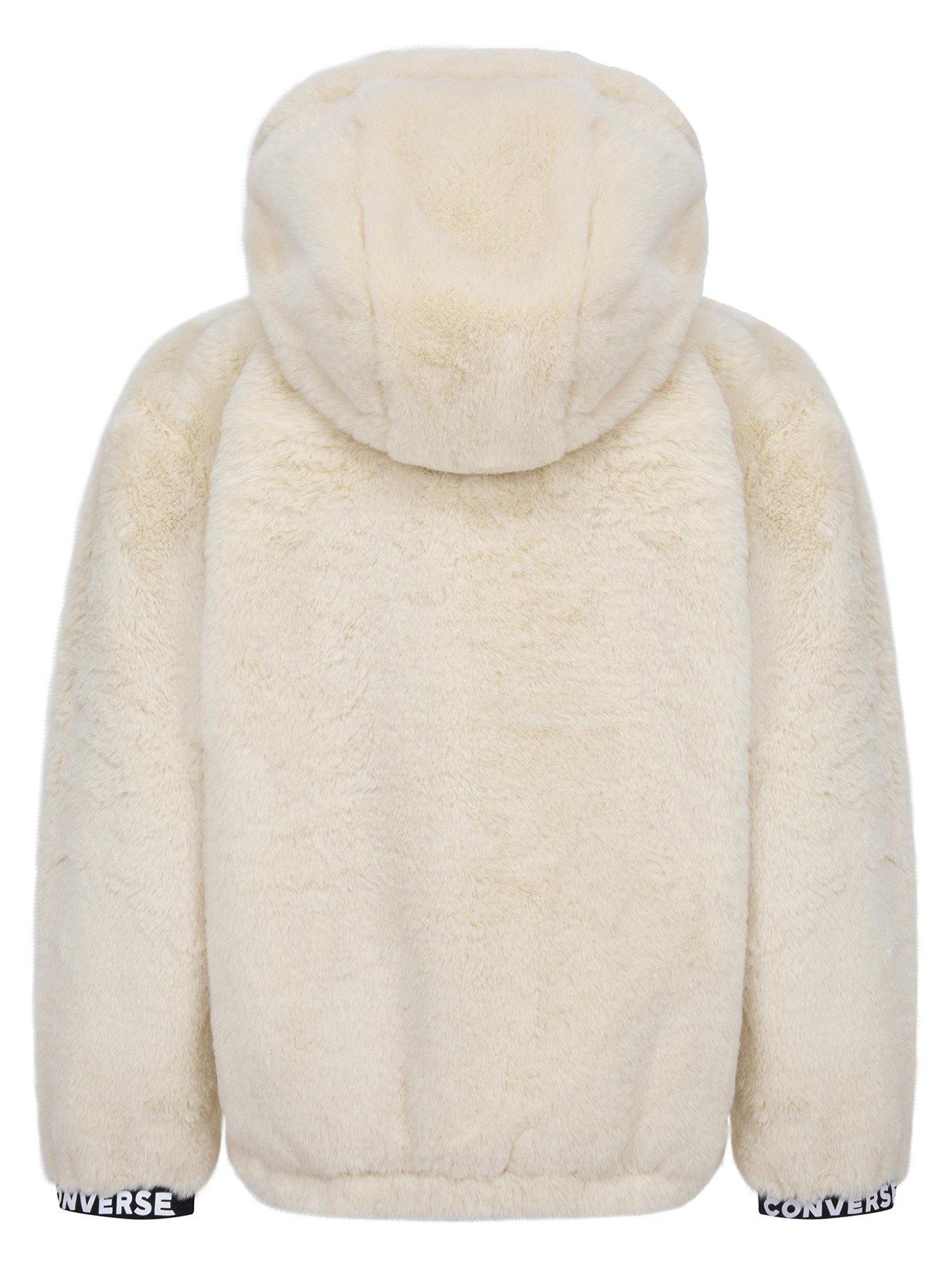 Converse Younger Girls Faux Fur Jacket - Off White | Very