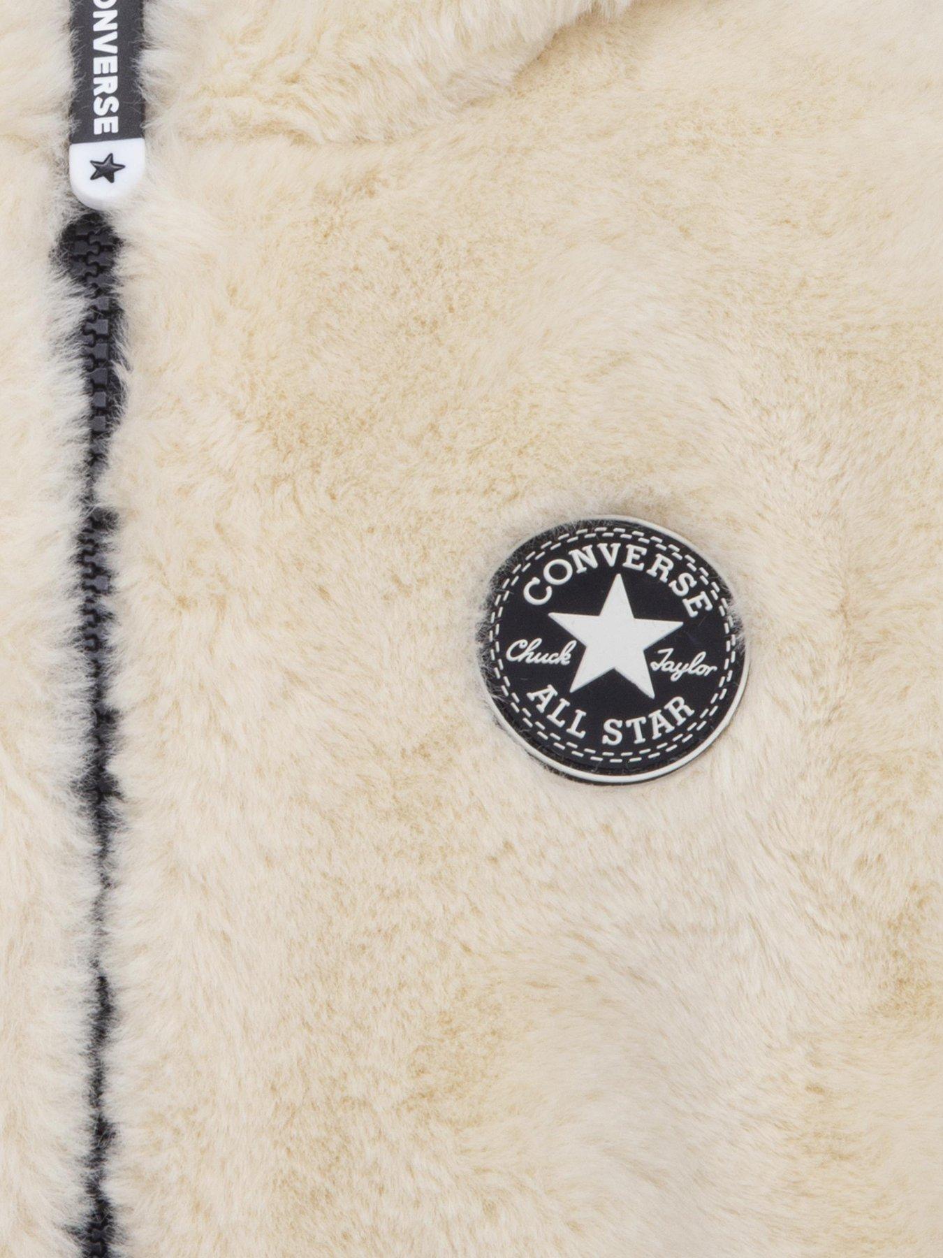 Converse Younger Girls Faux Fur Jacket - Off White | Very