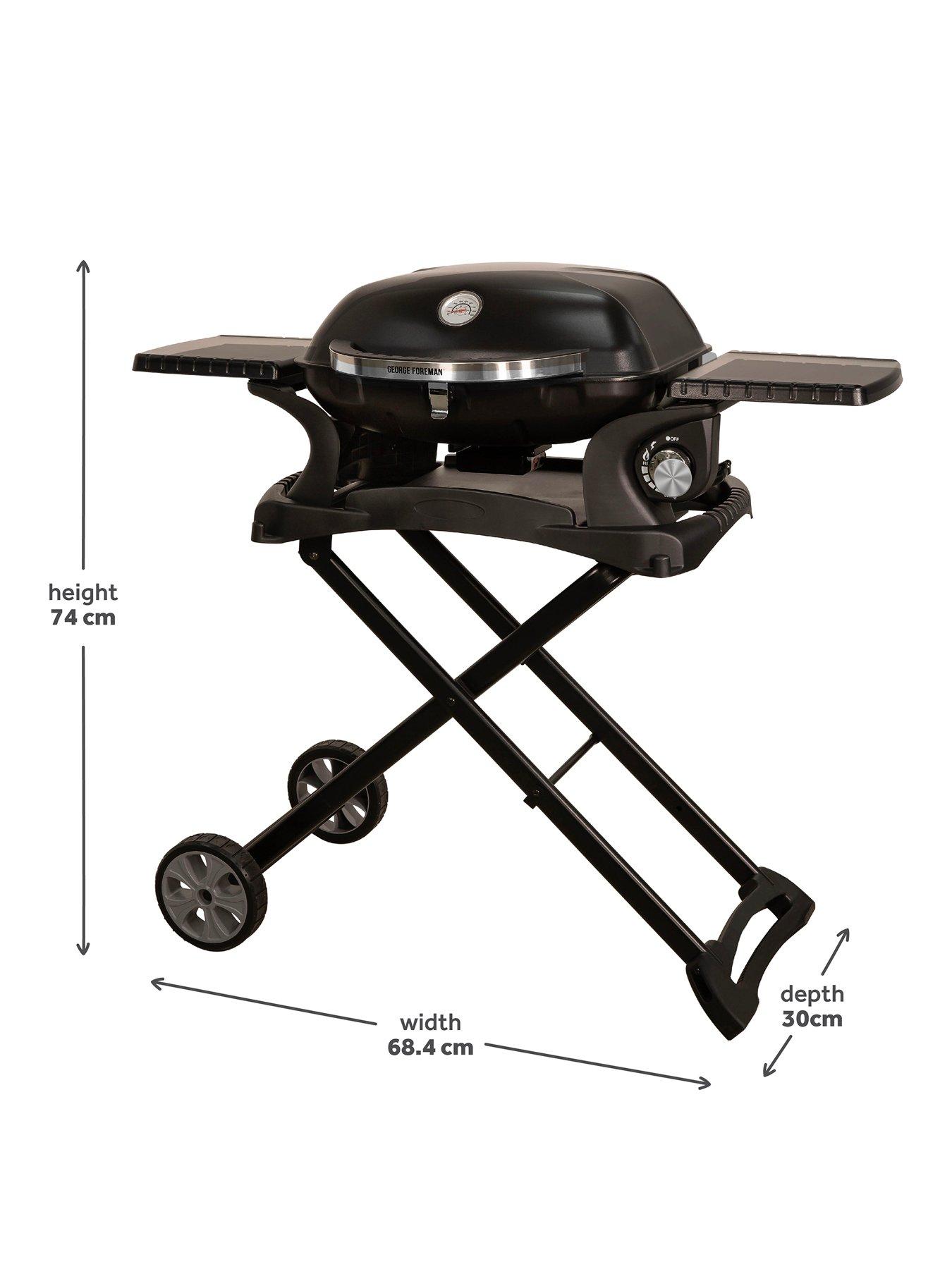 George Foreman GFSBBQ1TR Portable Gas 1-Burner BBQ with Side Shelves ...