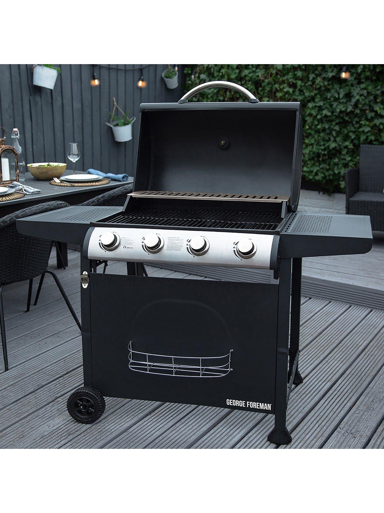 George Foreman GFGBBQ4B-N 4-Burner Gas BBQ - Black | Very