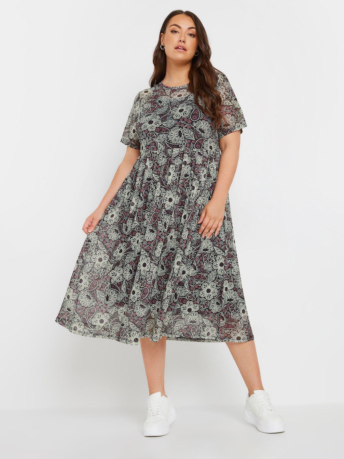 Yours Curve Mesh Throw On Dress - Black | Very