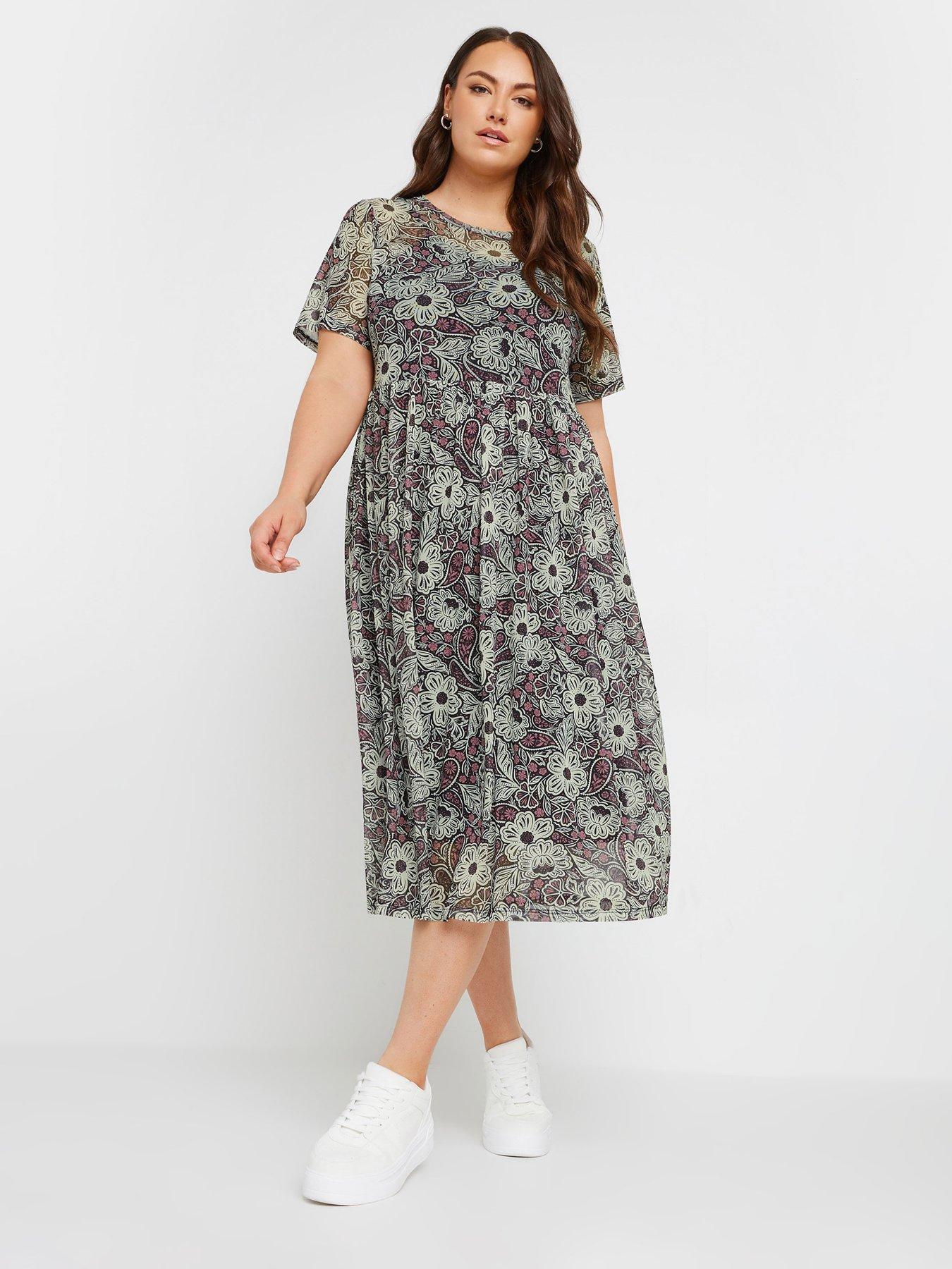 Yours Curve Mesh Throw On Dress - Black | Very