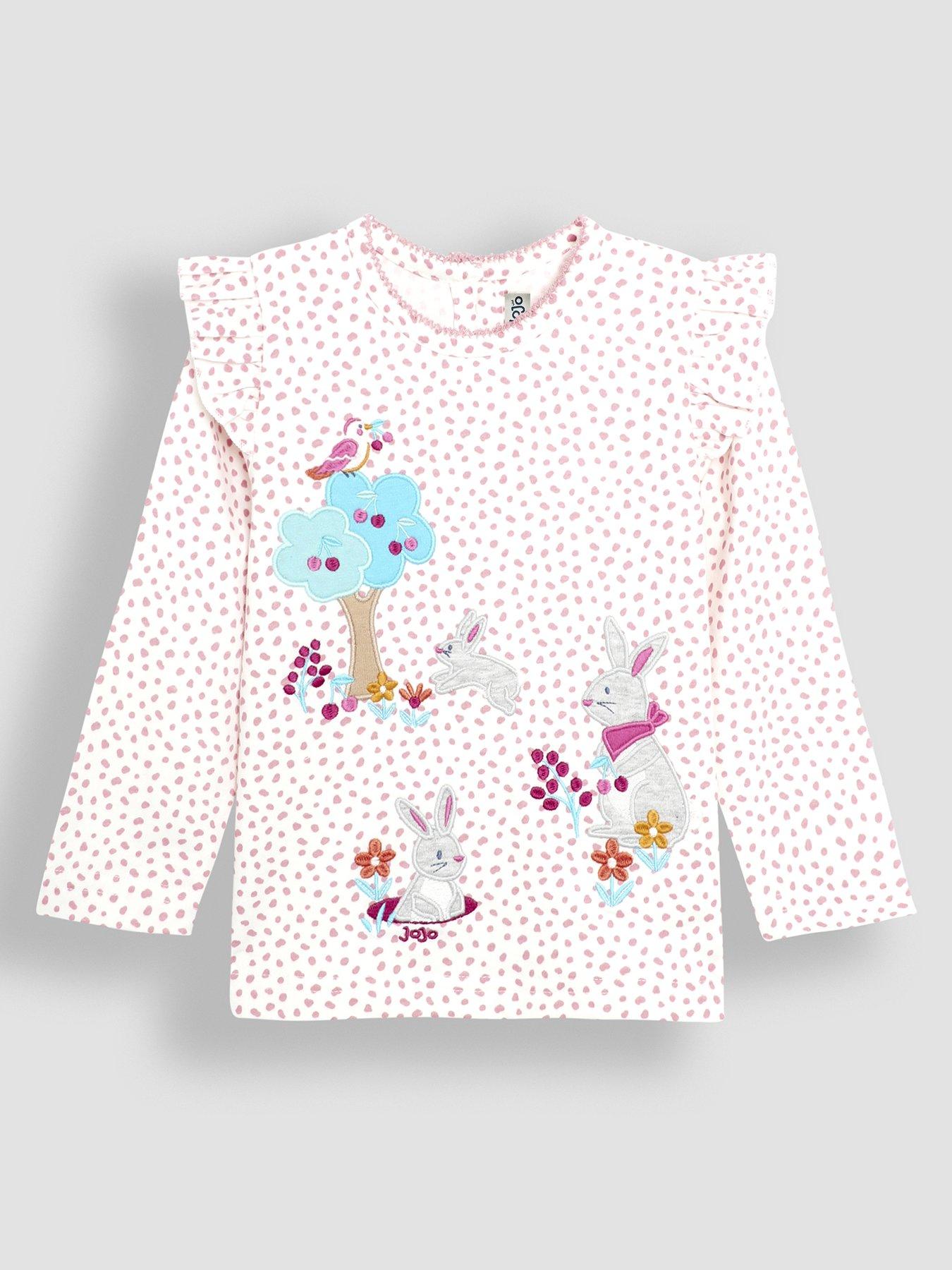 JoJo Maman Bebe Girls Bunny & Butterfly Applique Top - Pink | Very