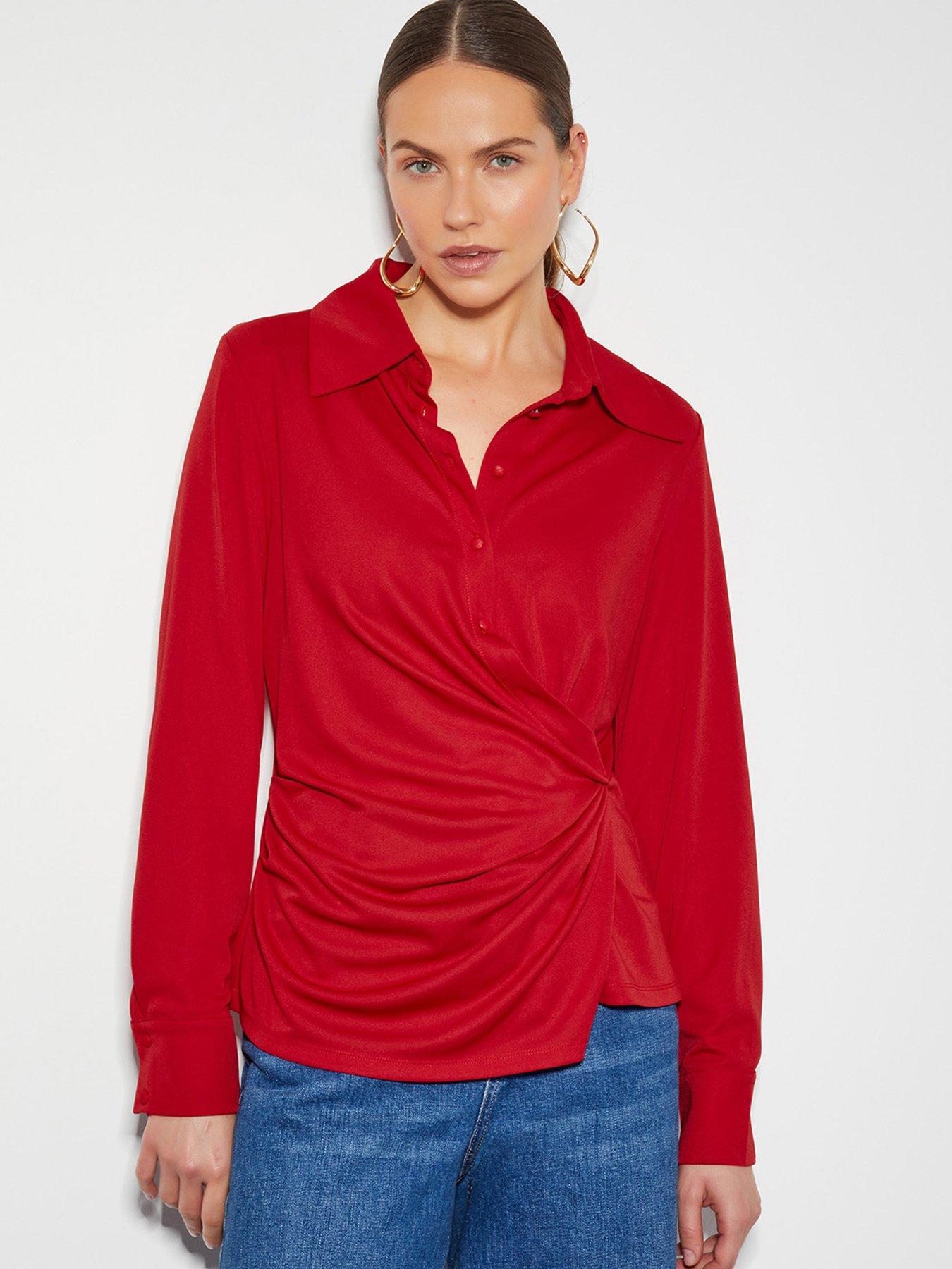 Monsoon Dalia Drape Jersey Shirt - Red | Very