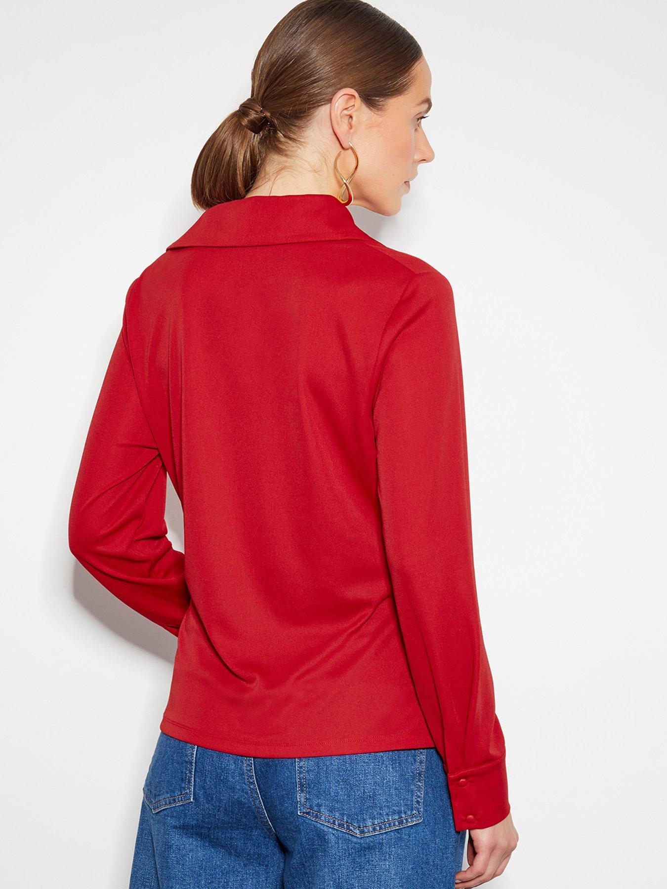 Monsoon Dalia Drape Jersey Shirt - Red | Very