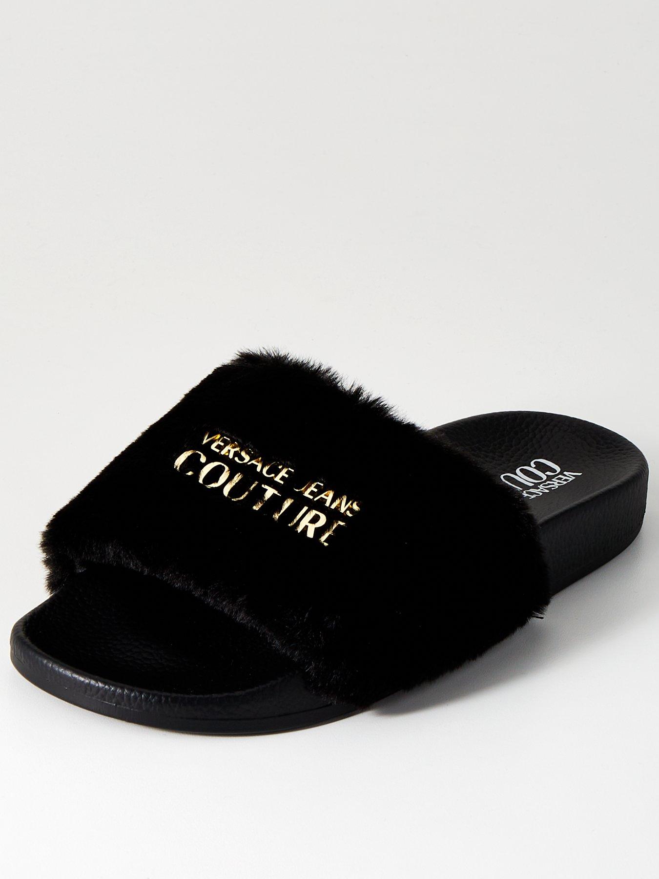 Versace Jeans Couture Fluffy Sliders - Black | Very