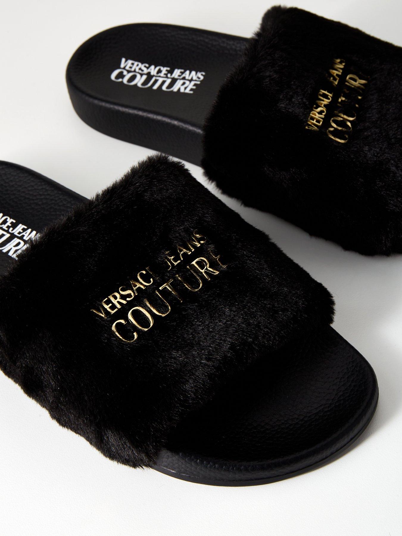 Versace Jeans Couture Fluffy Sliders - Black | Very