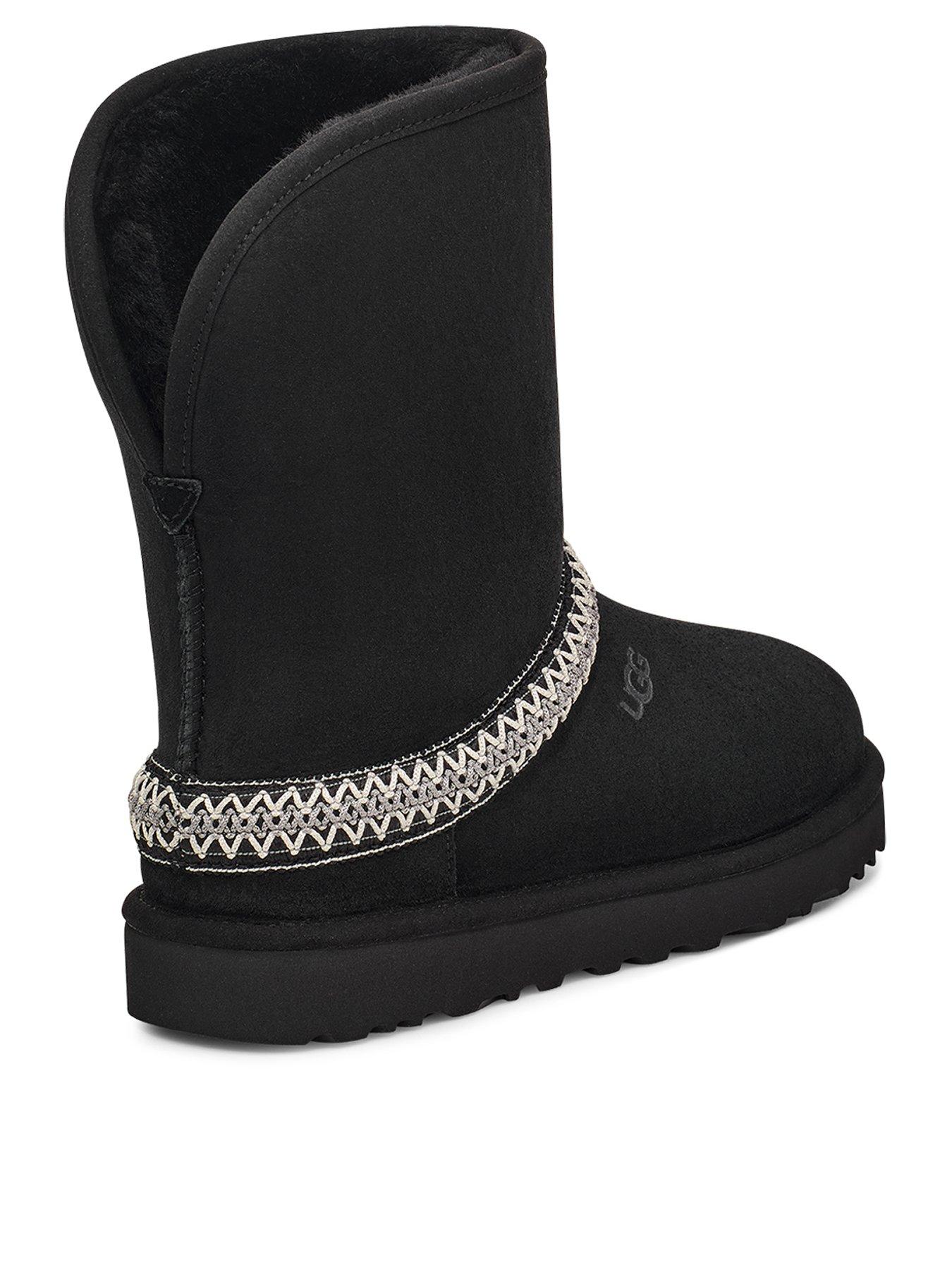 UGG Womens Classic Short Crescent Boot - Black | Very